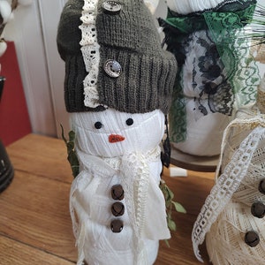 Crochet Thread Spool Snowmen ~ Whimsical Snowman ~ Sewer's Snowman - Etsy