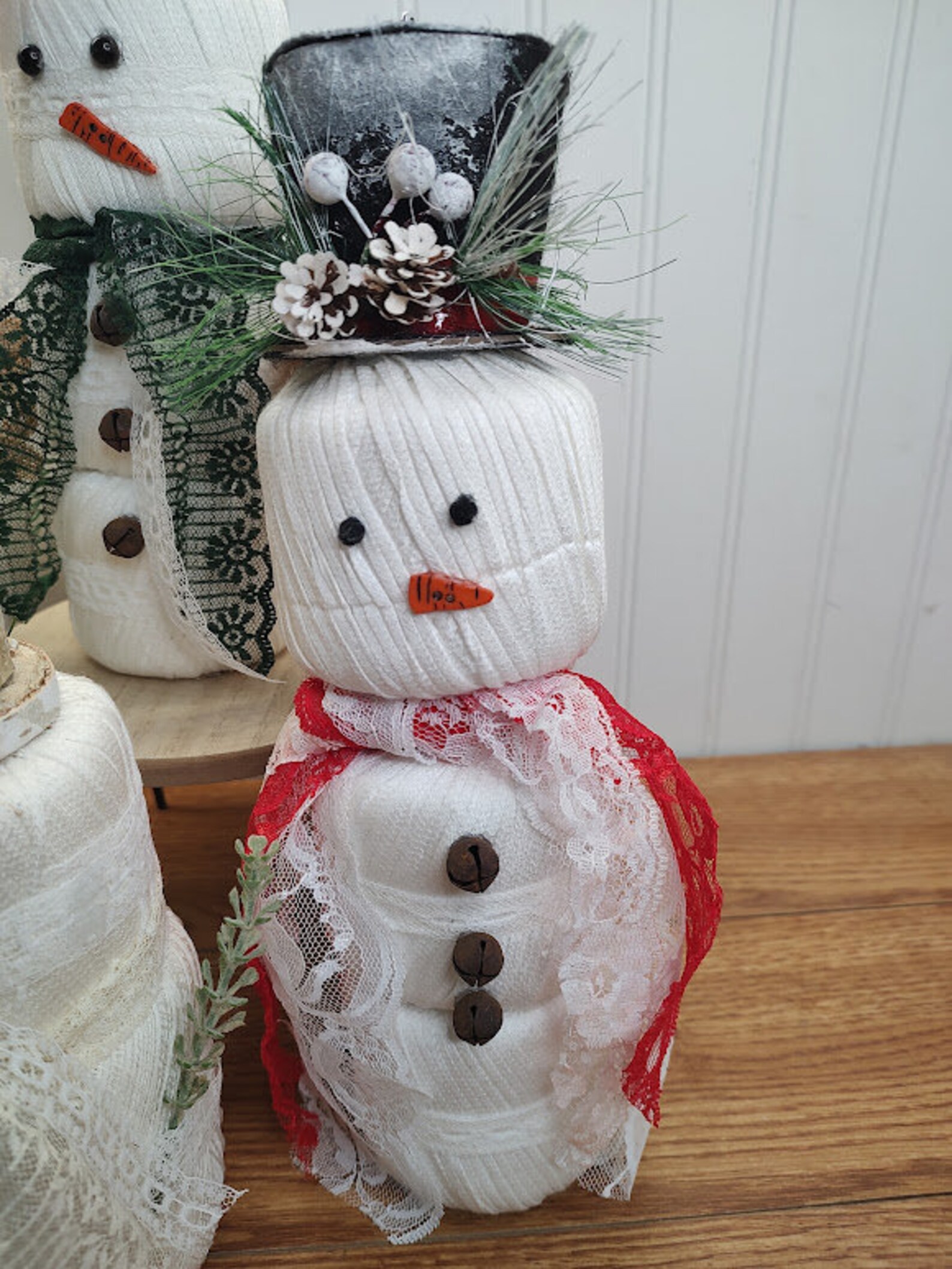 Crochet Thread Spool Snowmen ~ Whimsical Snowman ~ Sewer's Snowman - Etsy