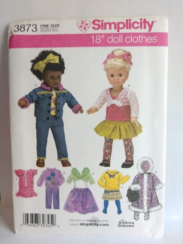 Home & Hobby 18” Doll Clothes Pattern Simplicity #3873 Kits & How To ...