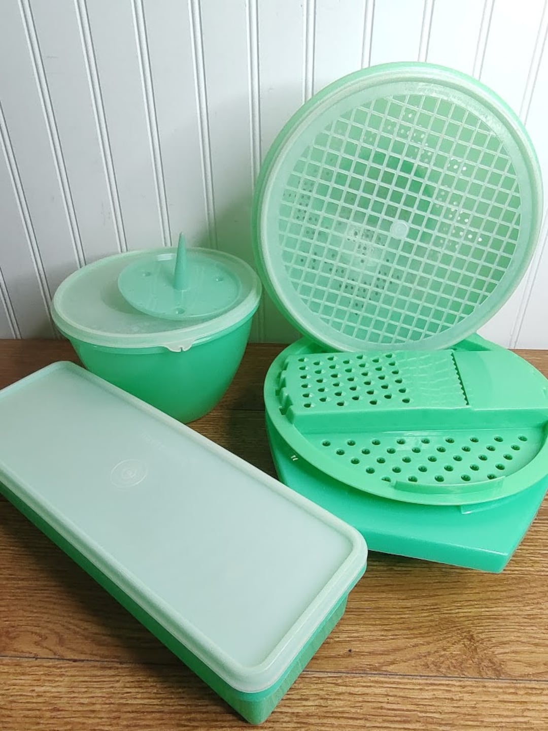 Garden Tupperware Jadite Bundle ~ Thin Stor ~ Lettuce Keeper ~ Strainer ...
