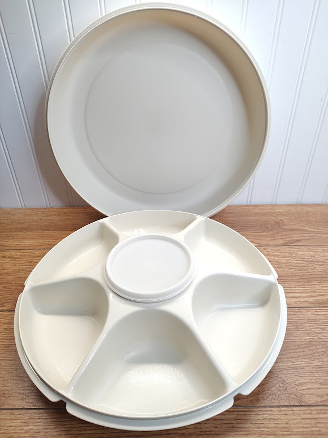 Vintage Tupperware Extra Large Serving Center Set, Almond Color 1665-2 ...