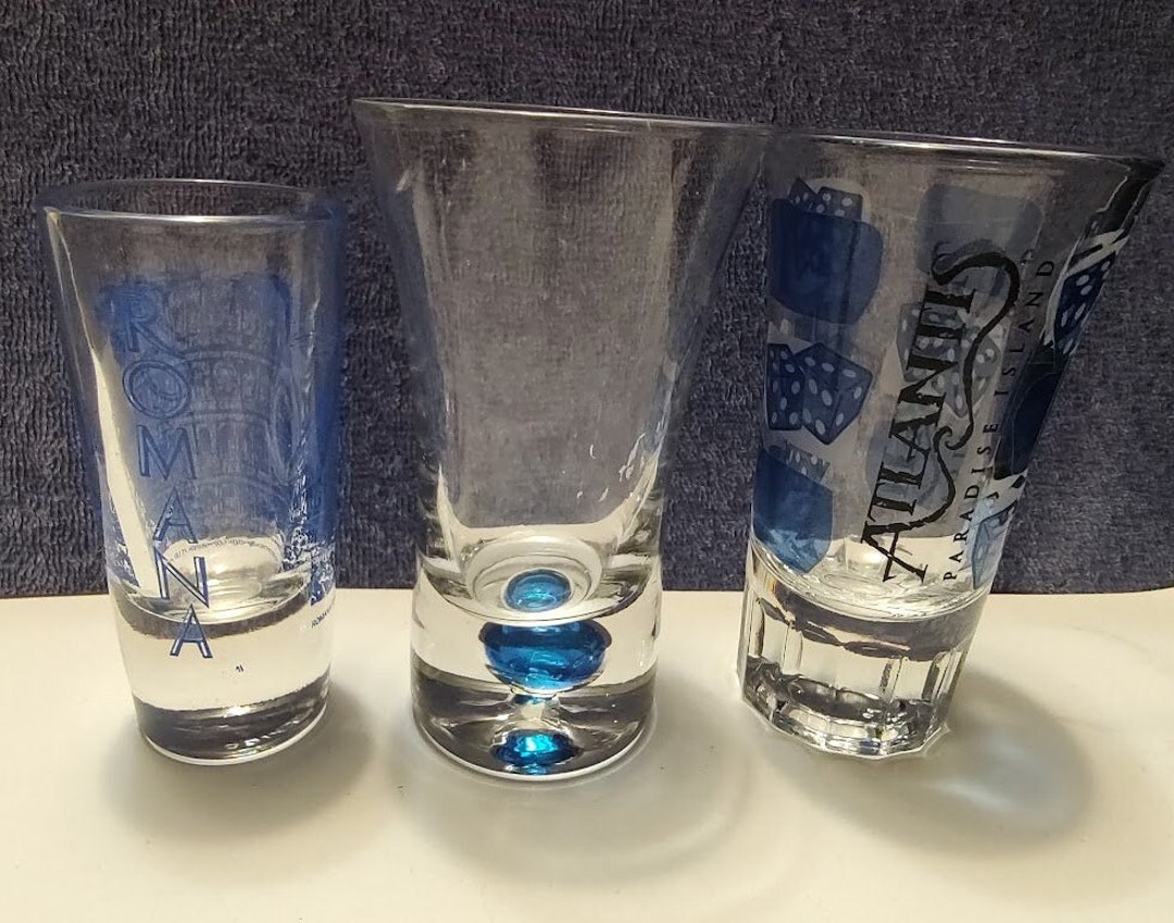 Set of Three Themed Blue Shot Glass ~ Gift Idea - Man Cave Shot Glasses ...