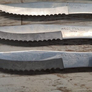 Walco Fine Stainless Japan 8" Knife Set of 10 Wood Handles Vintage ...