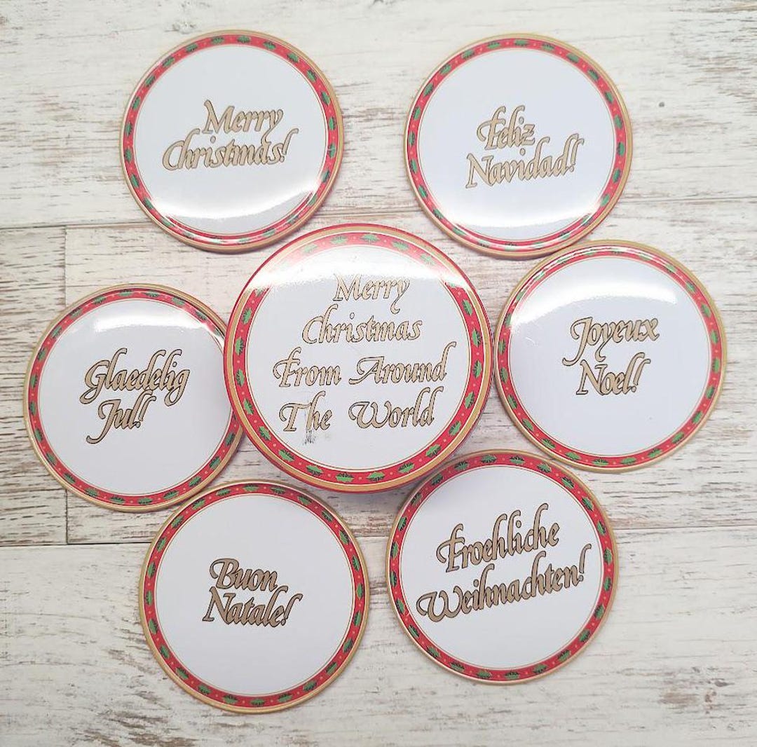 6 Merry Christmas From Around the World Coasters Tin - Etsy