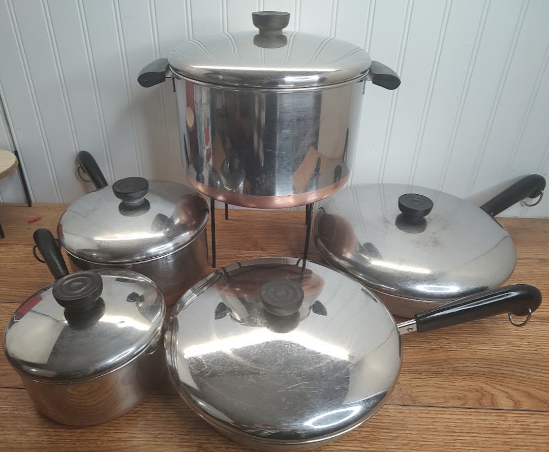 Ten Piece Set Revere Ware Copper Bottom Cook Set Dutch Oven, Saucepans ...