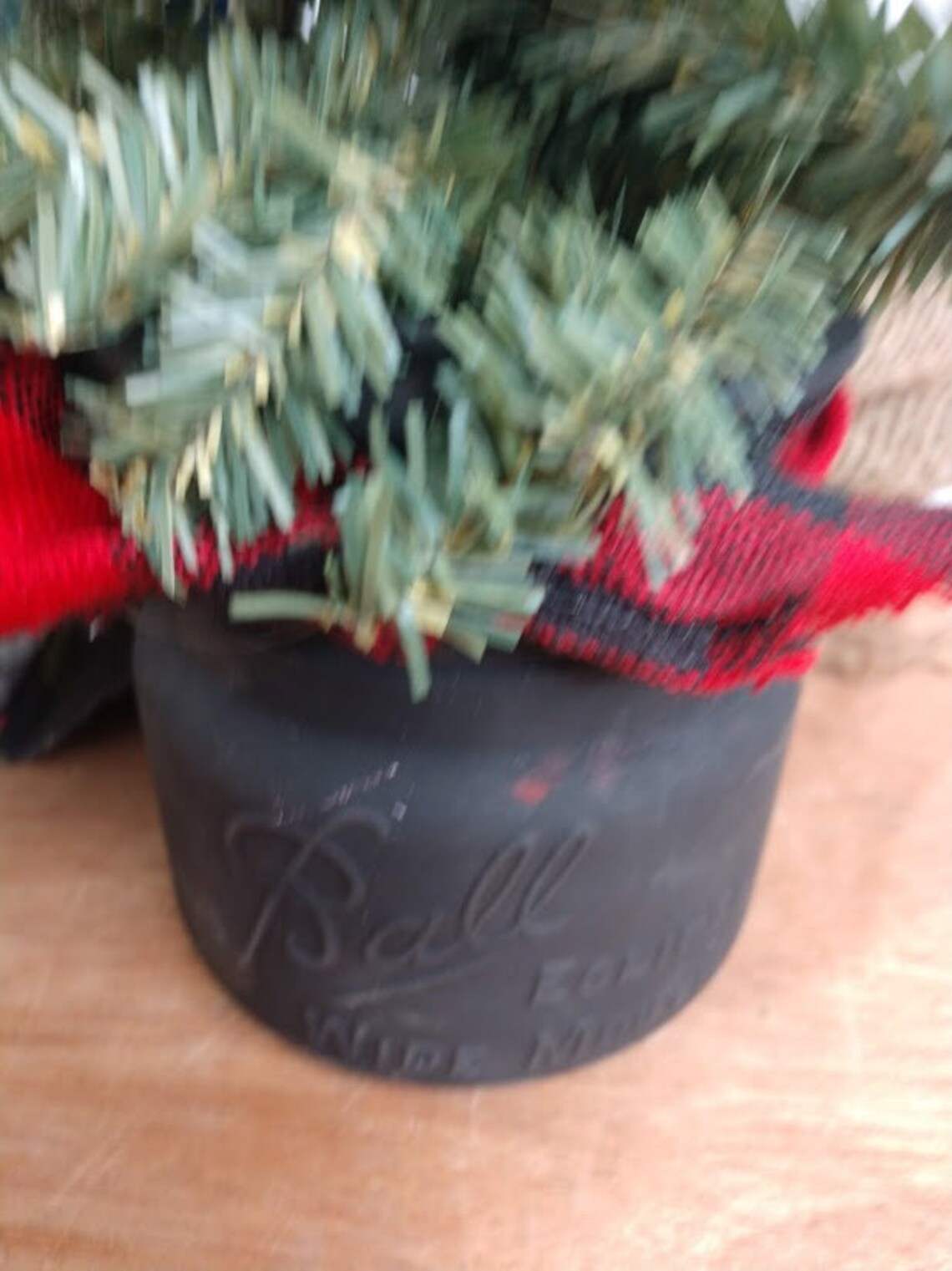 Buffalo Plaid Mason Jar Christmas Tree Mason Jar Decor Mason Jar ...