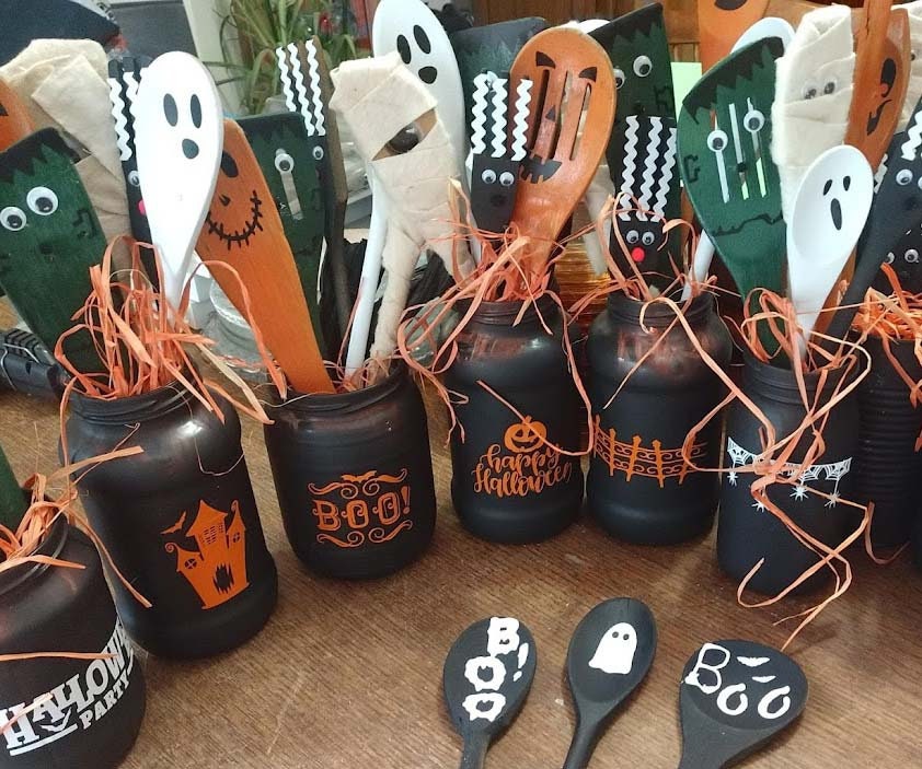 Jar Full of Halloween Fun Spooky Wooden Spoons Spooky - Etsy