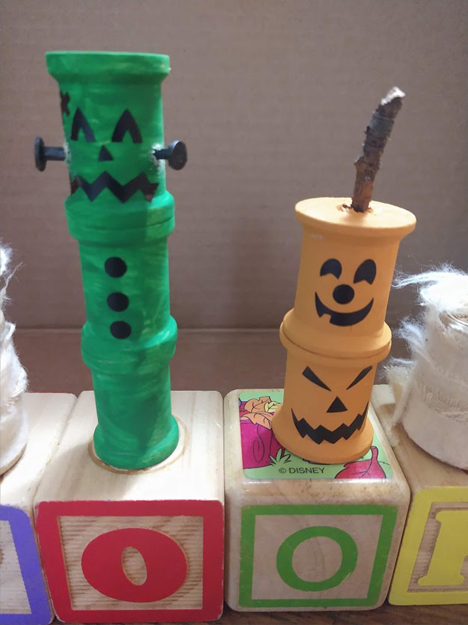 Upcycled Kids Blocks Spooky Spools Kid Halloween Decor Fun - Etsy