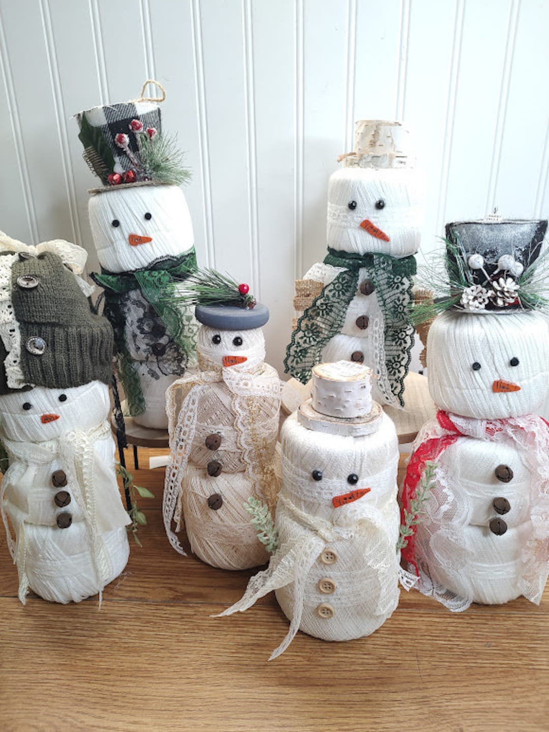 Crochet Thread Spool Snowmen ~ Whimsical Snowman ~ Sewer's Snowman - Etsy