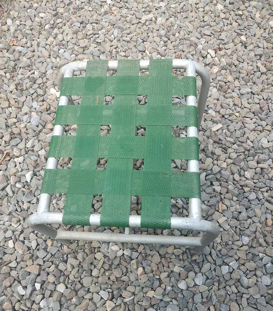 RARE Vintage Aluminum Webbed FOOT STOOL ~ Aluminum Webbed Retro Patio ...