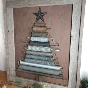 LARGE 23" X 19" Vintage Hardwood Rusty Spring Christmas Tree / Holiday ...