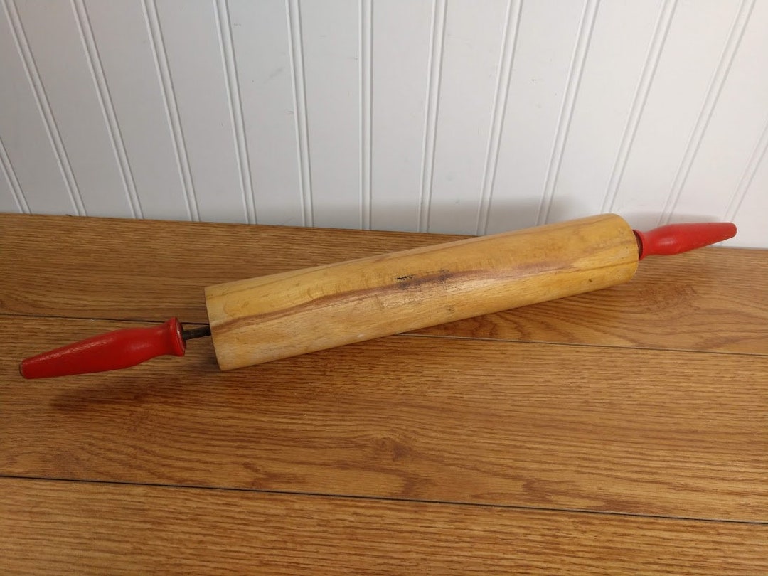 Vintage Maple Rolling Pin ~ Red Wood Handles~ Farmhouse Kitchen - Etsy