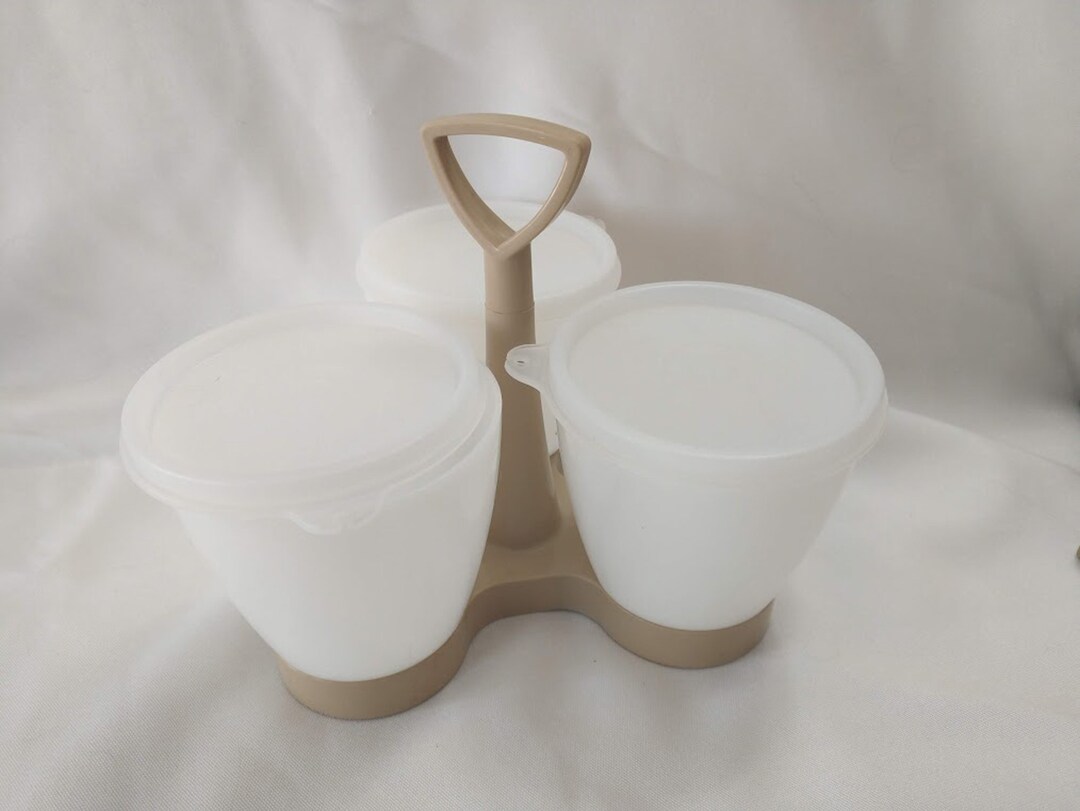 Vintage Tupperware 3 Compartment Condiment/dip Caddy--covered Bowls - Etsy