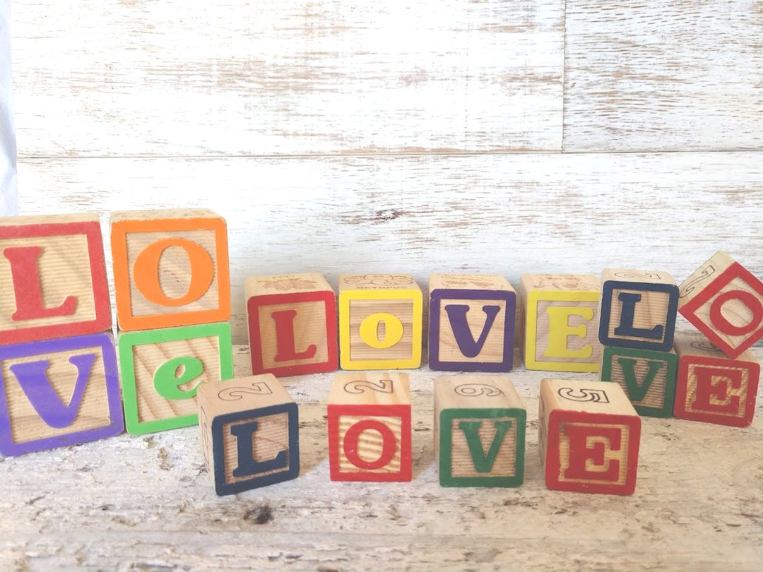 Upcycled Kids Blocks ~ I LOVE YOU Blocks ~ Spell It Out....i Love You ...