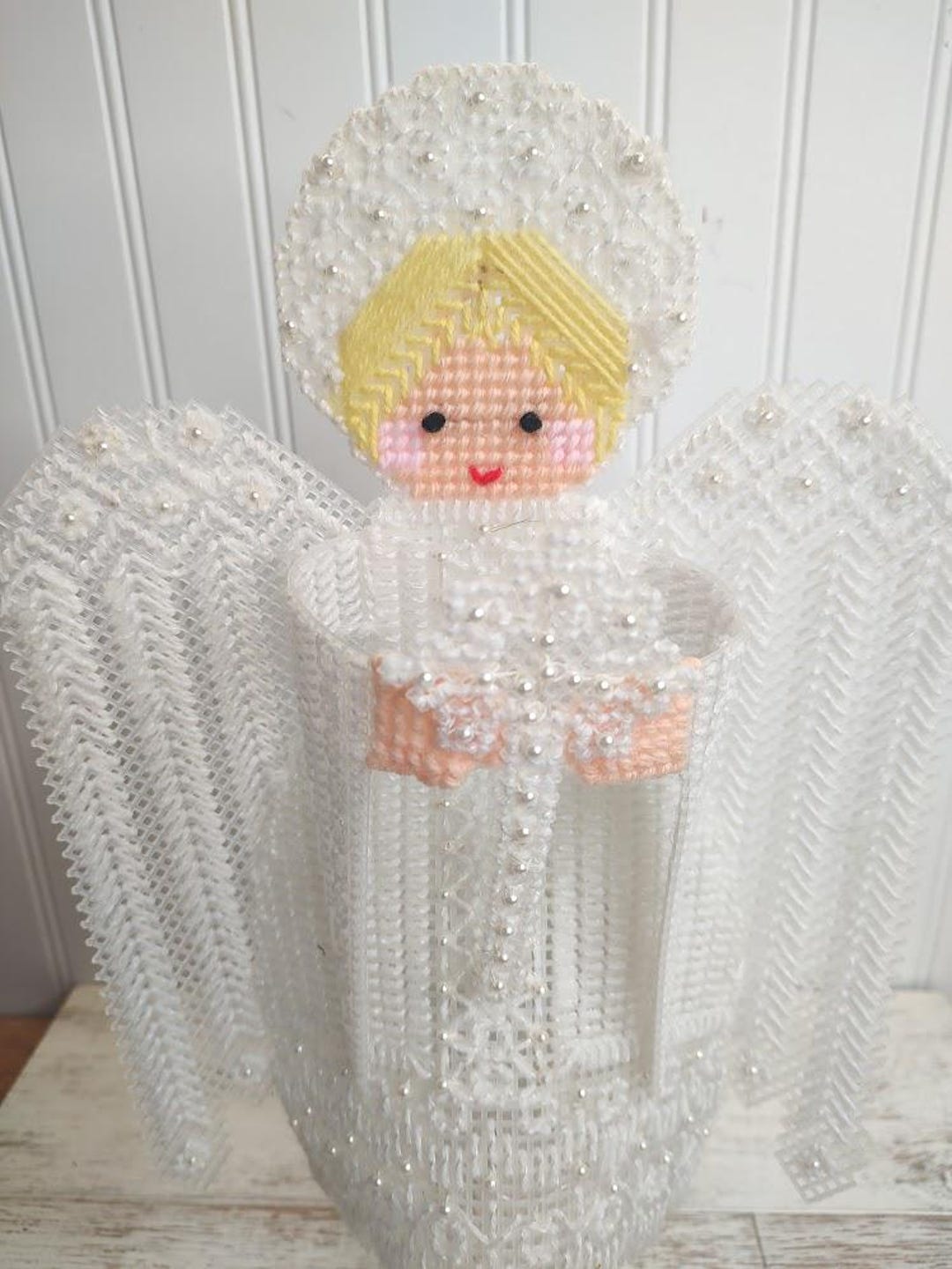 Vintage 70's Needlepoint Cross Stitch 12 Angel Tree Topper Vintage ...