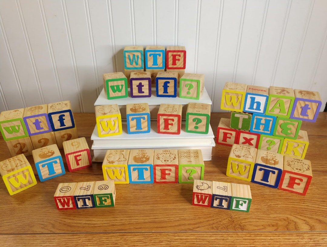 Upcycled Kids Blocks ~ WTF Blocks ~ Whiskey Tango Foxtrot ~ Where's the ...