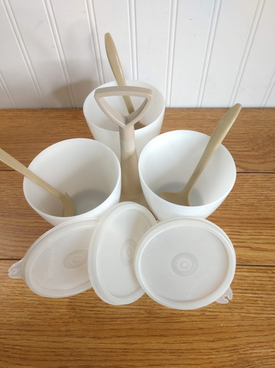 Vintage Tupperware 3 Compartment Condiment/dip Caddycovered Bowls - Etsy
