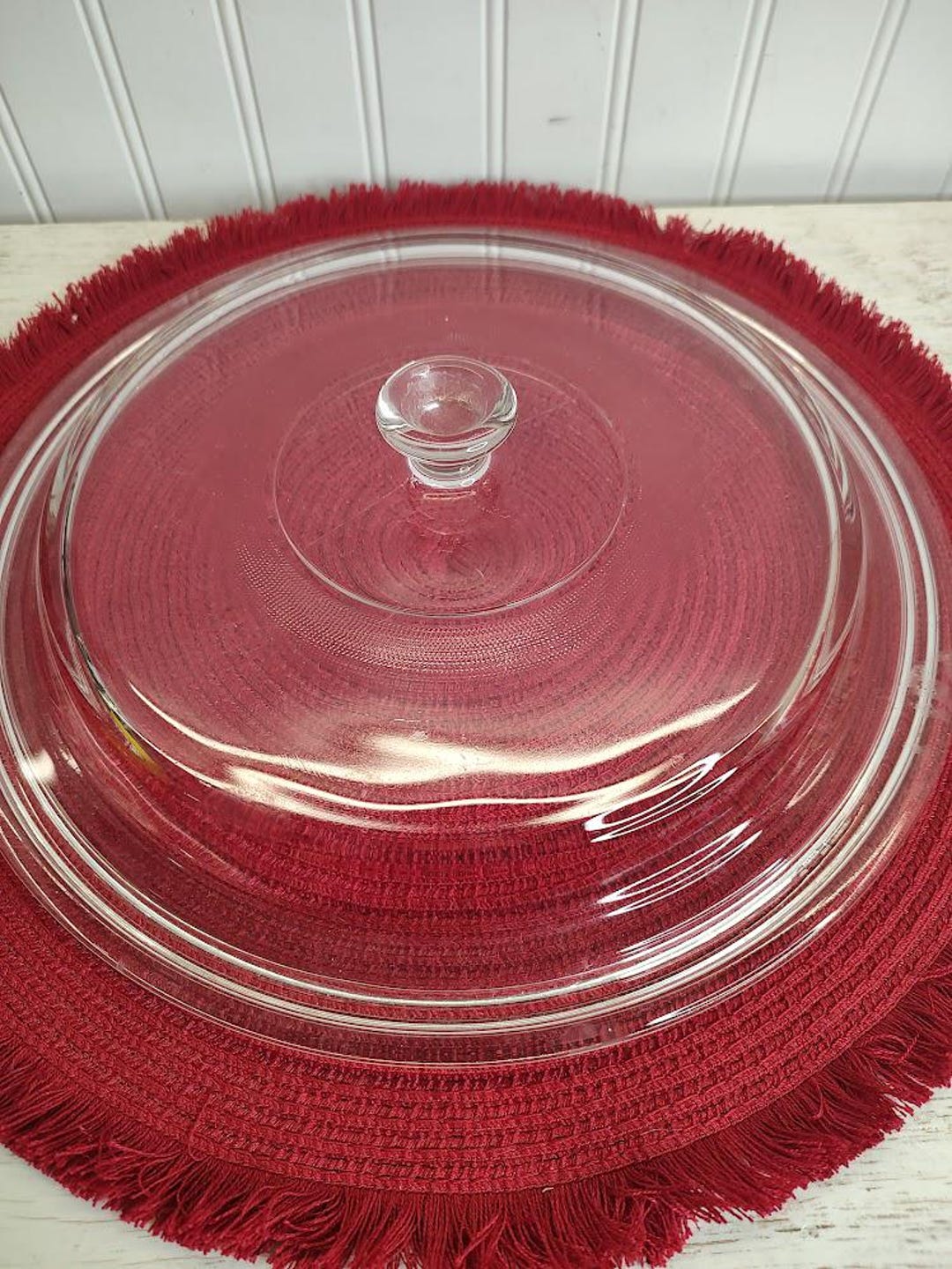 Unmarked 12 Round Glass Lid Domed Glass Self Basting Lid for Pot ...