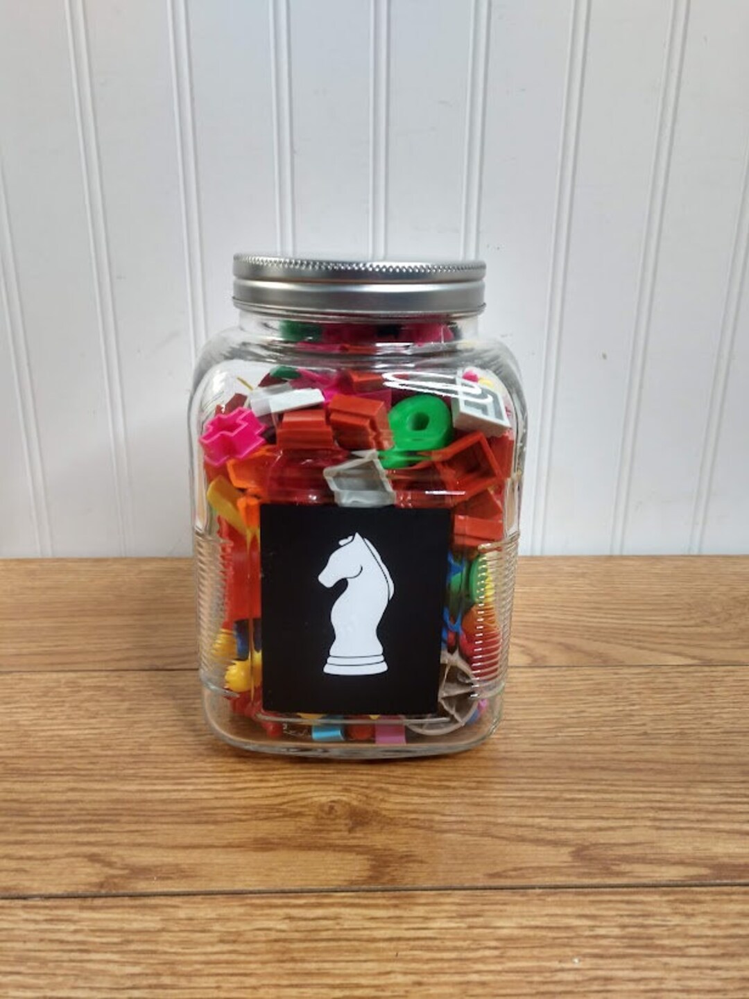 Large Jar Assorted Game Pieces ~ Game Room Decor ~ Colorful Shelf Decor ...