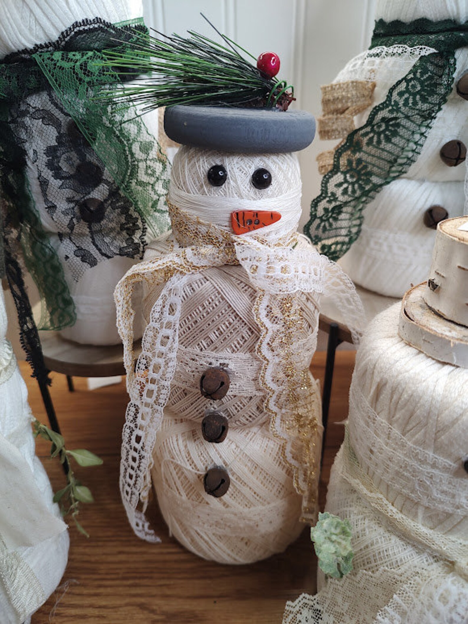Crochet Thread Spool Snowmen ~ Whimsical Snowman ~ Sewer's Snowman - Etsy