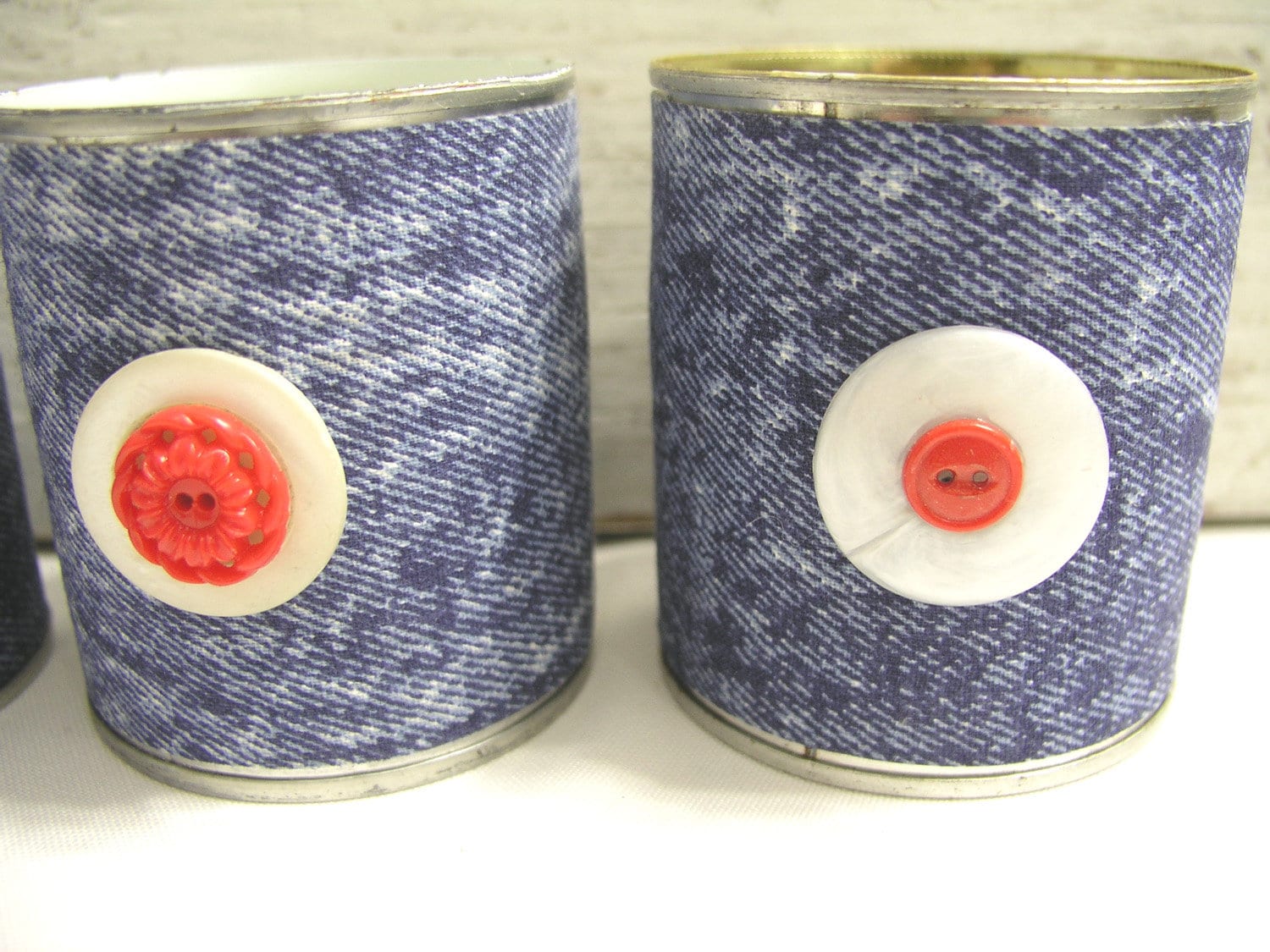 Tin Can Redo Lata pintada de lata Pieza central rústica - Etsy España