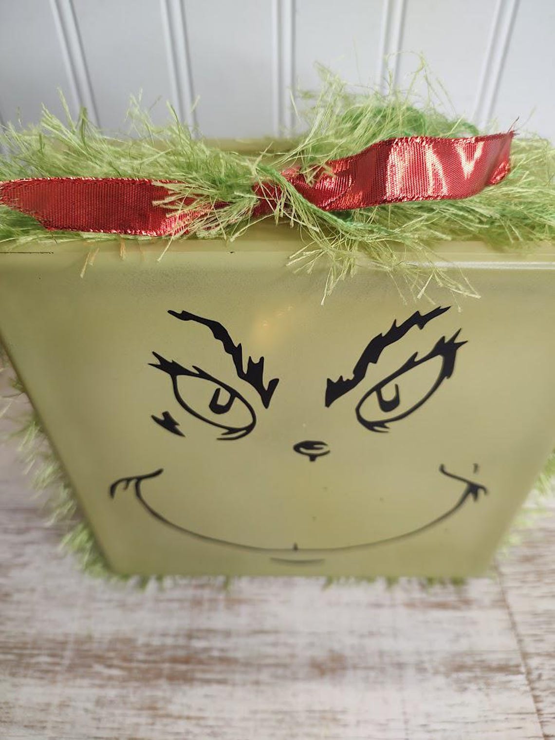Lighted Glass Block Grinch Theme ~grinch Glass Block ~ - Etsy
