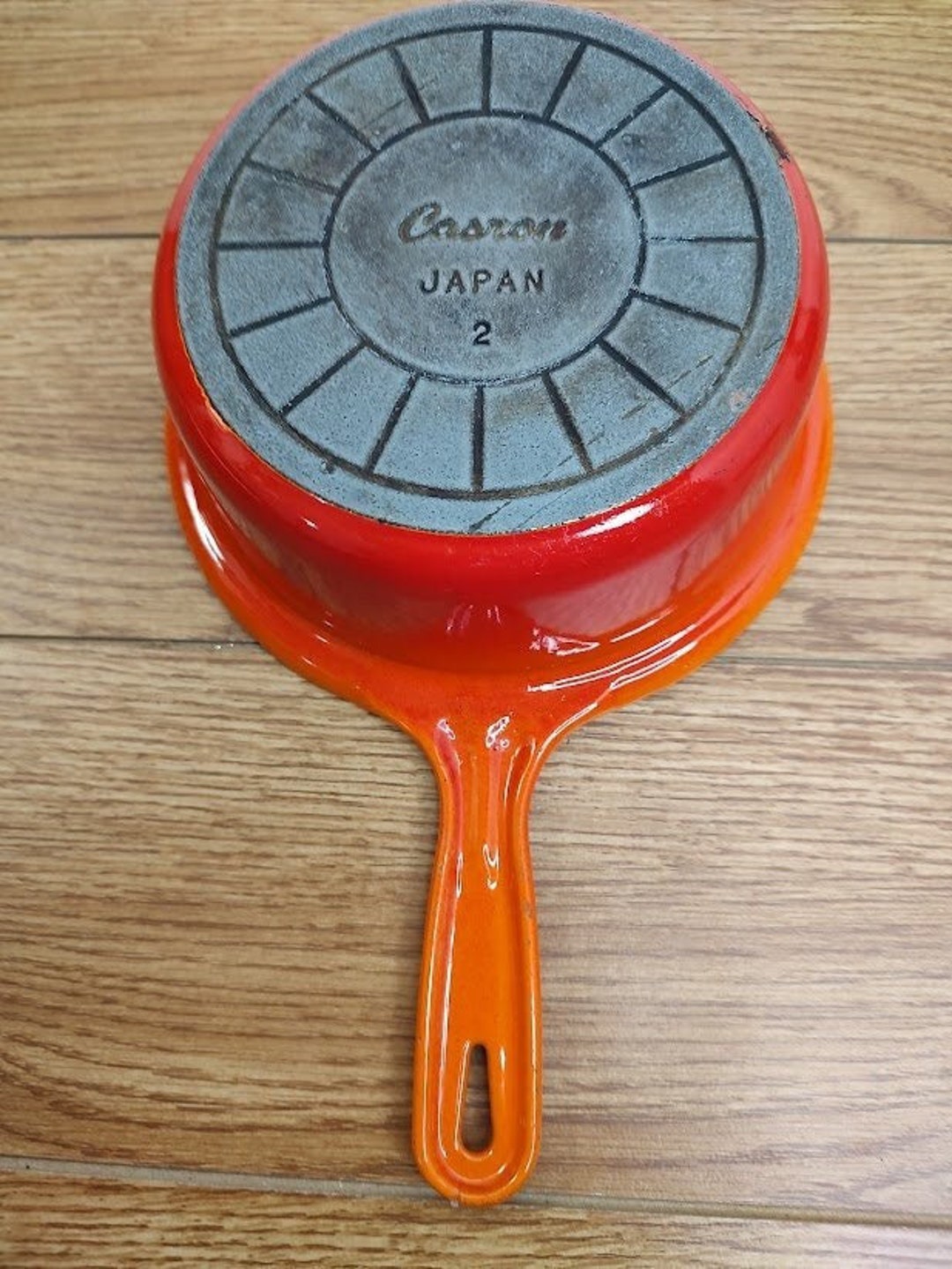 Vintage Casron Red-orange Saucepan Enamel Cast Iron Made in Japan ...
