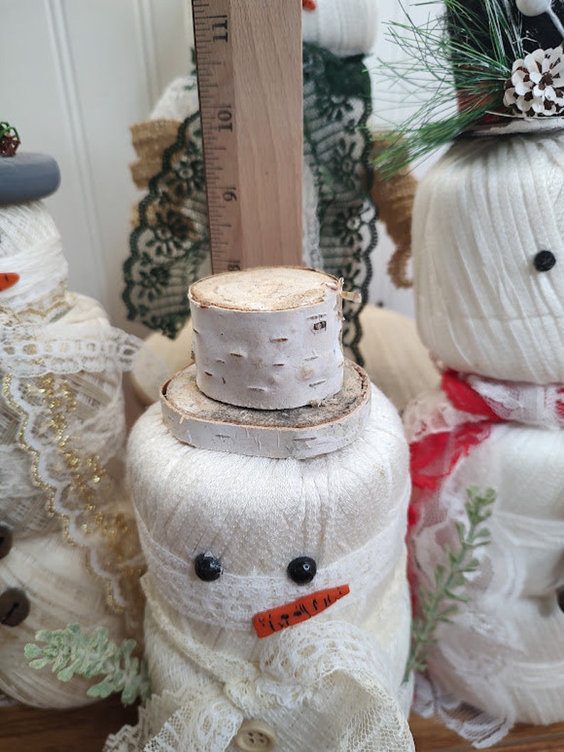 Crochet Thread Spool Snowmen ~ Whimsical Snowman ~ Sewer's Snowman - Etsy