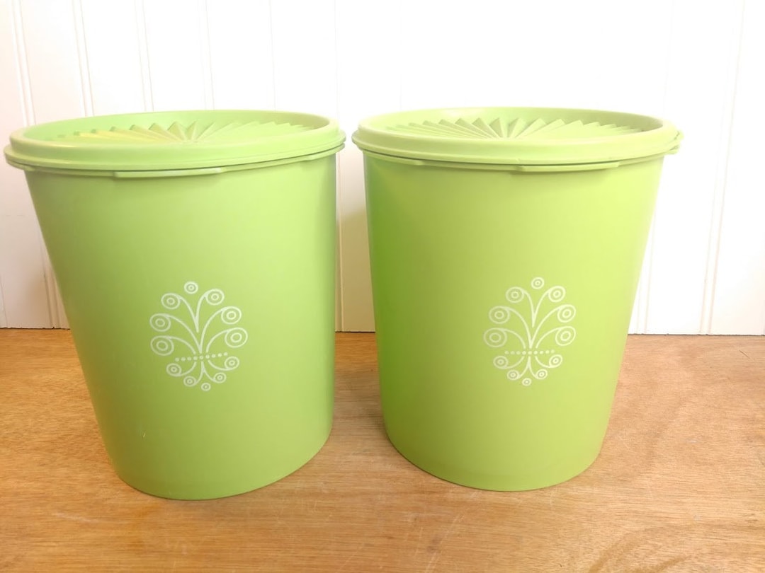Lime Green Tupperware Canister Set - Canister Set- Servalier Lids With ...