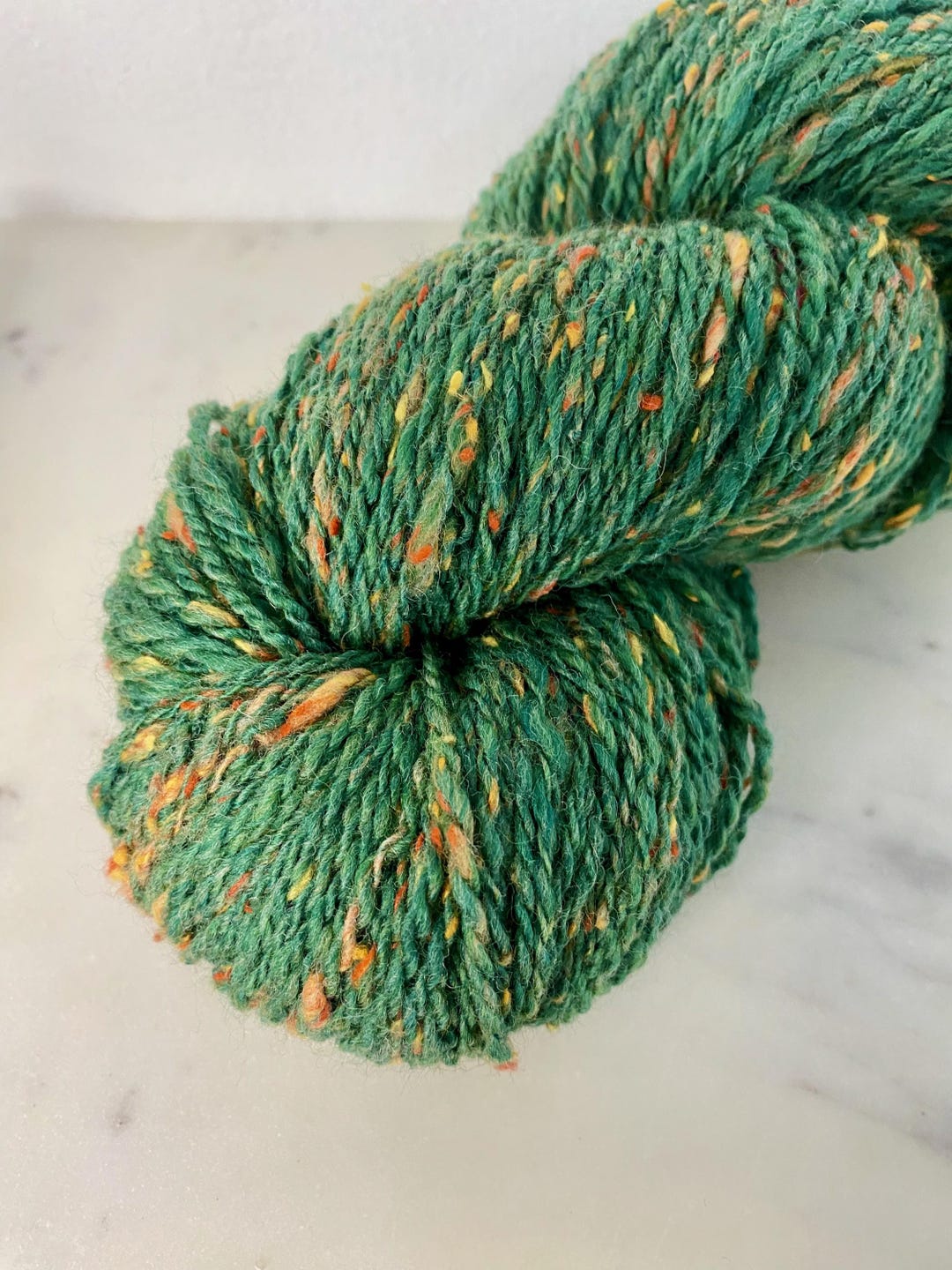 Green Riddle Handspun Wool Yarn, 2-ply for Knitting and Crochet, 226 ...