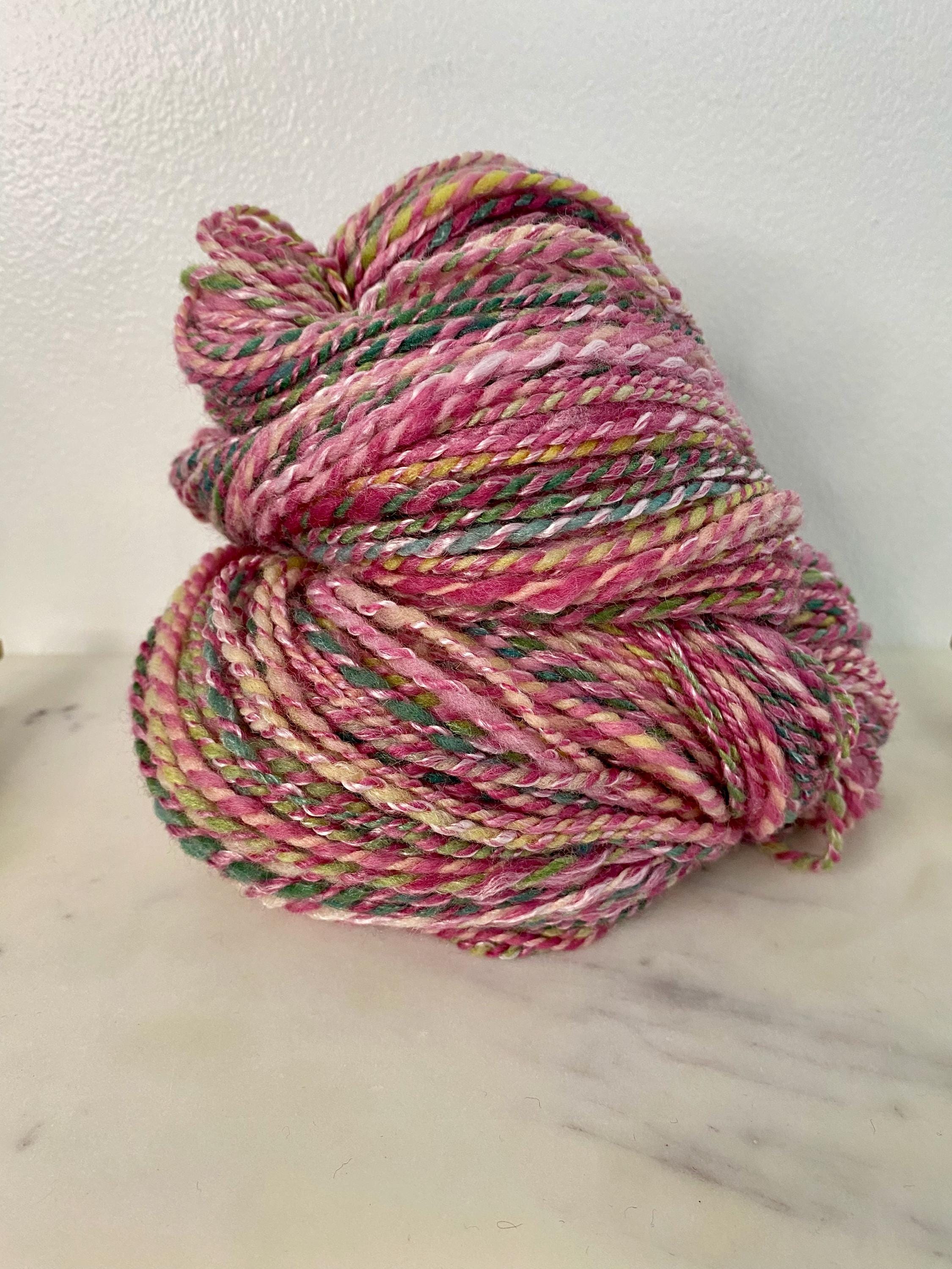 Happy Handspun Yarn – Pink With Pops of Green, Blue, and Yellow – A ...