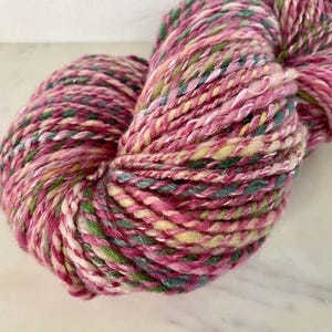 Happy Handspun Yarn – Pink With Pops of Green, Blue, and Yellow – A ...
