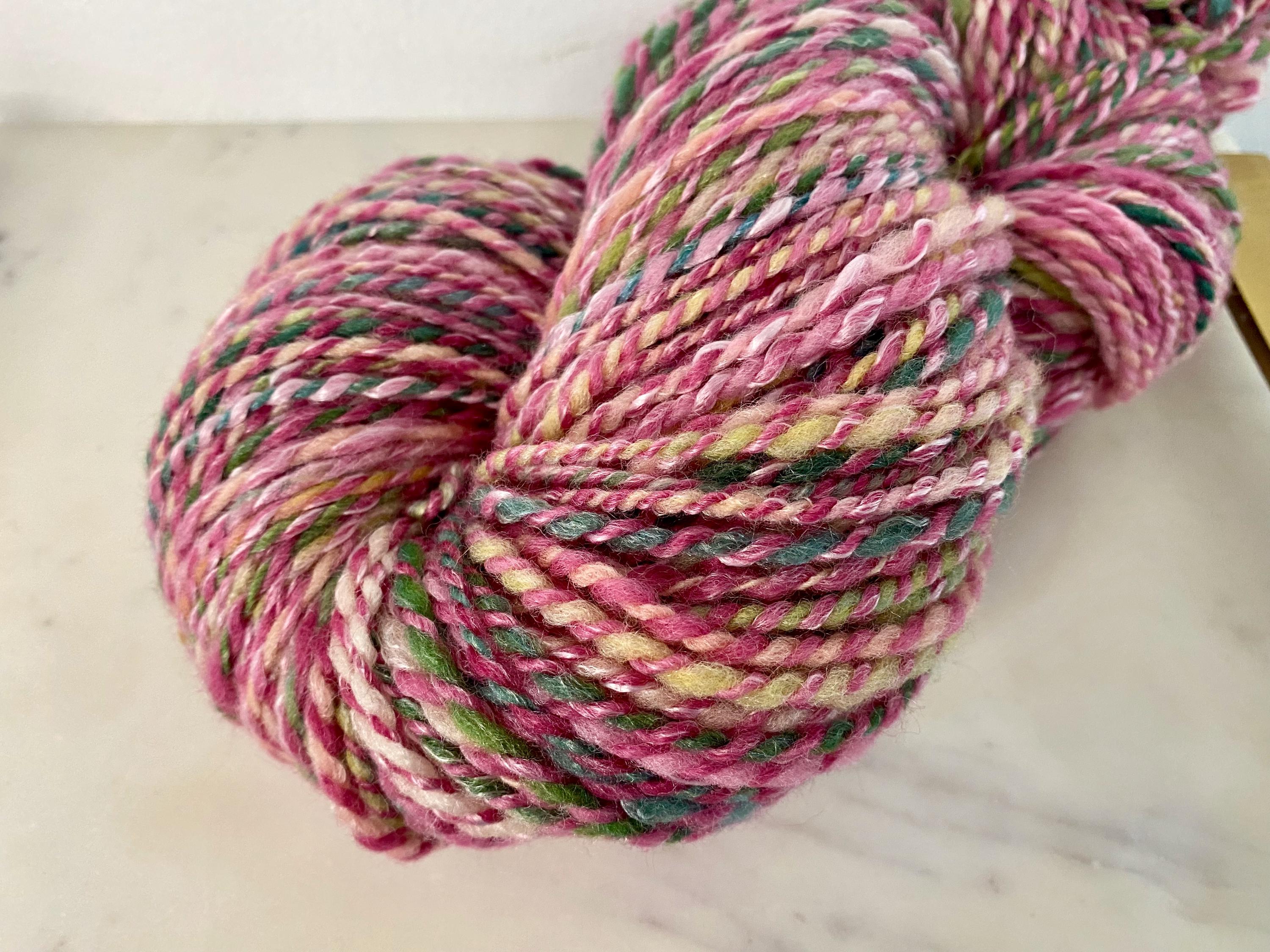 Happy Handspun Yarn – Pink With Pops of Green, Blue, and Yellow – A ...