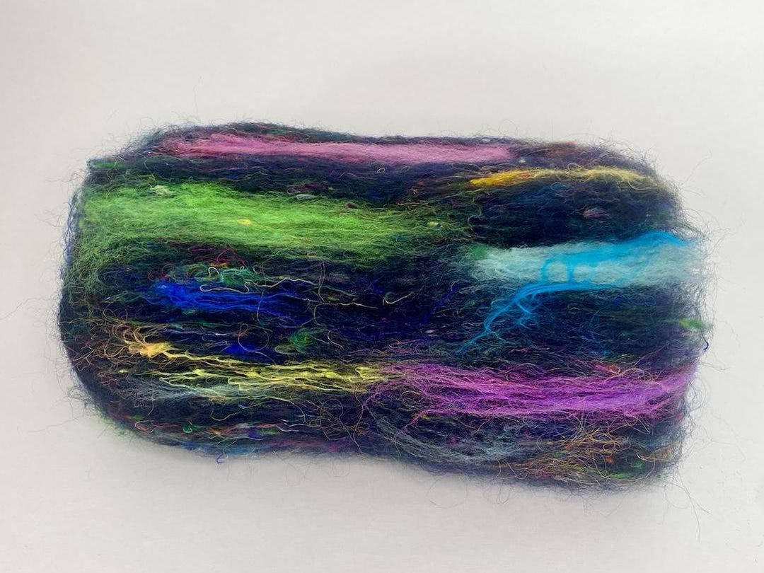 Neon Nightfall Vibrant Fiber Batt, Merino Wool Blend With Bamboo and ...