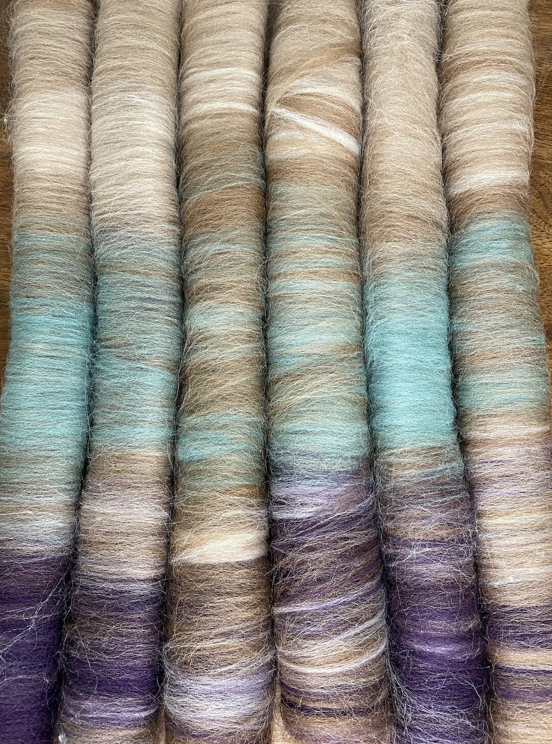 Purple Sand Rolag, Beautiful Sandy Beige, Blue, and Purple Wool Rolag ...