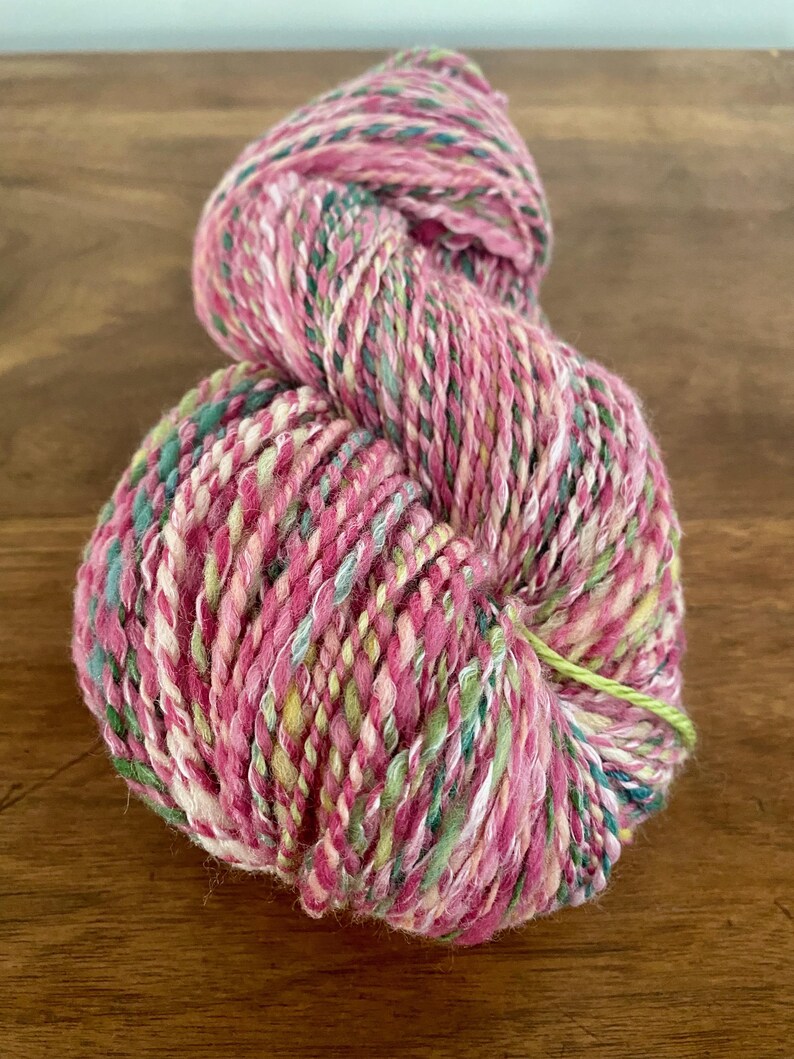 Happy Handspun Yarn – Pink With Pops of Green, Blue, and Yellow – A ...