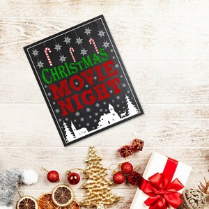 PRINTABLE Christmas Movie Night Sign-christmas Movie Signchristmas ...