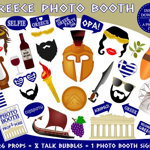 PRINTABLE Greece Photo Booth Propsgreece Travel Props-greek - Etsy