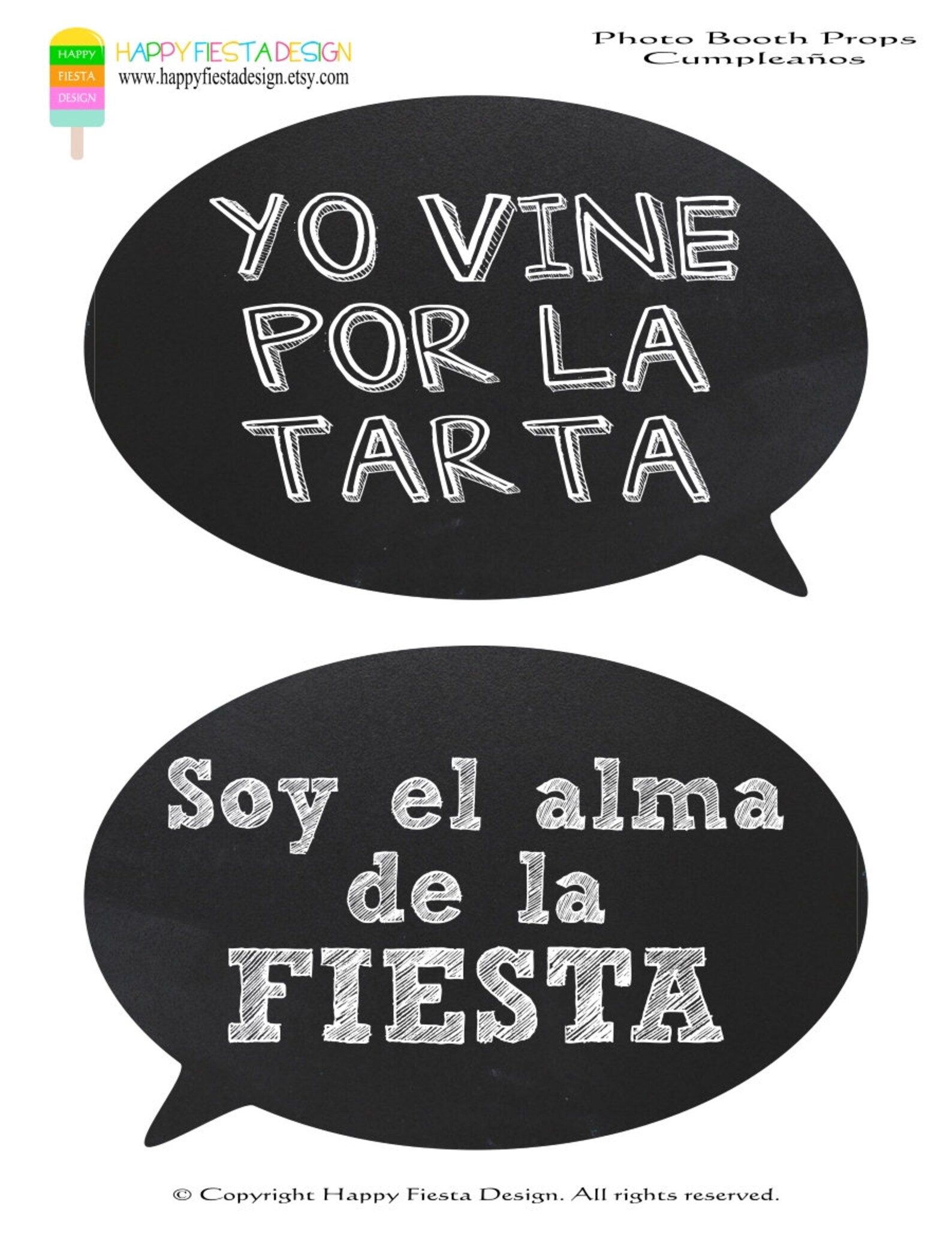 PRINTABLE Birthday Photo Booth Props-birthday Props-spanish Props ...