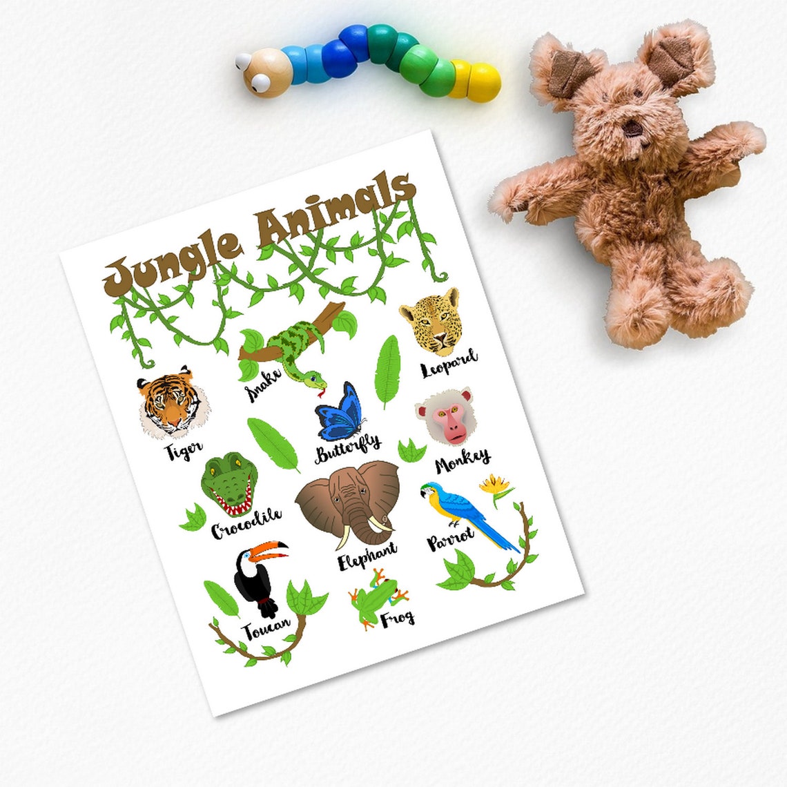 Jungle Animals Poster-printable Poster-jungle Poster-outdoor - Etsy
