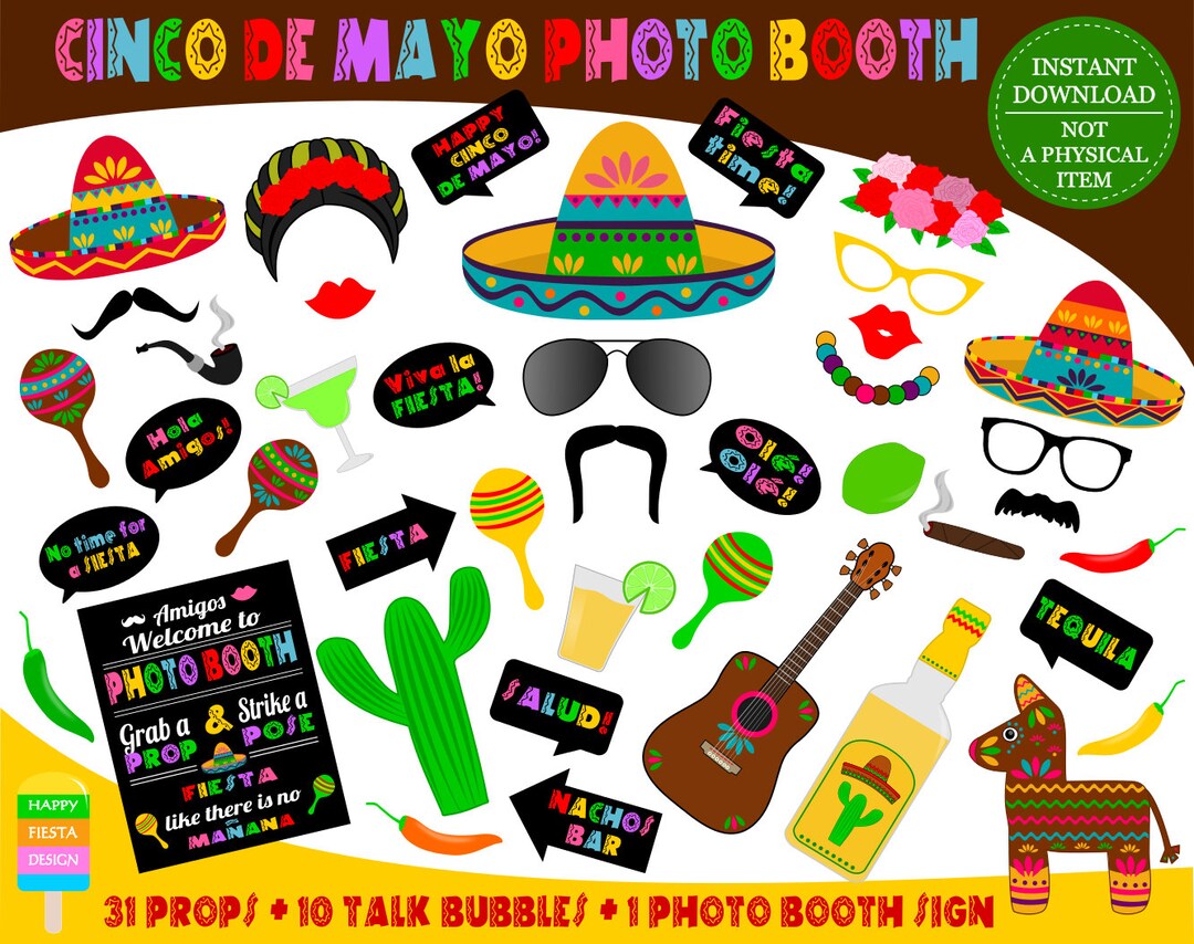 PRINTABLE Cinco De Mayo Photo Booth Props–mexican Fiesta Props-mexico ...