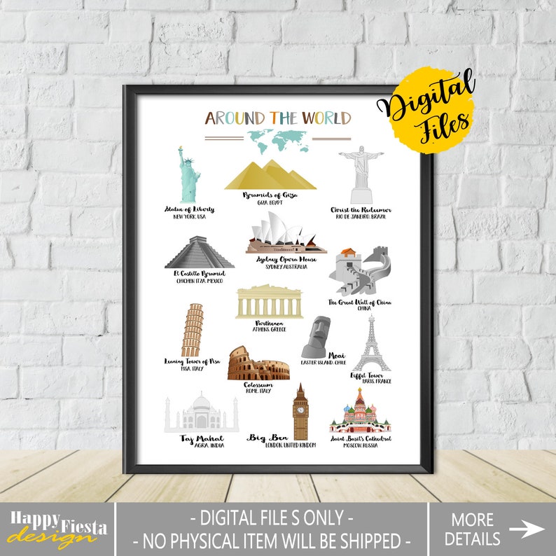 Printable World Landmarks Poster-monuments of the World | Etsy