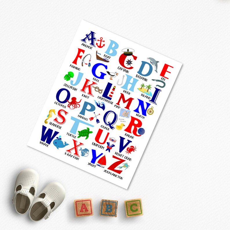 Nautical Alphabet Poster-printable Alphabet-nautical ABC - Etsy