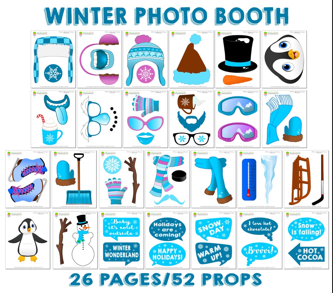 PRINTABLE Winter Photo Booth Props–winter Photo Props-winter Wonderland ...