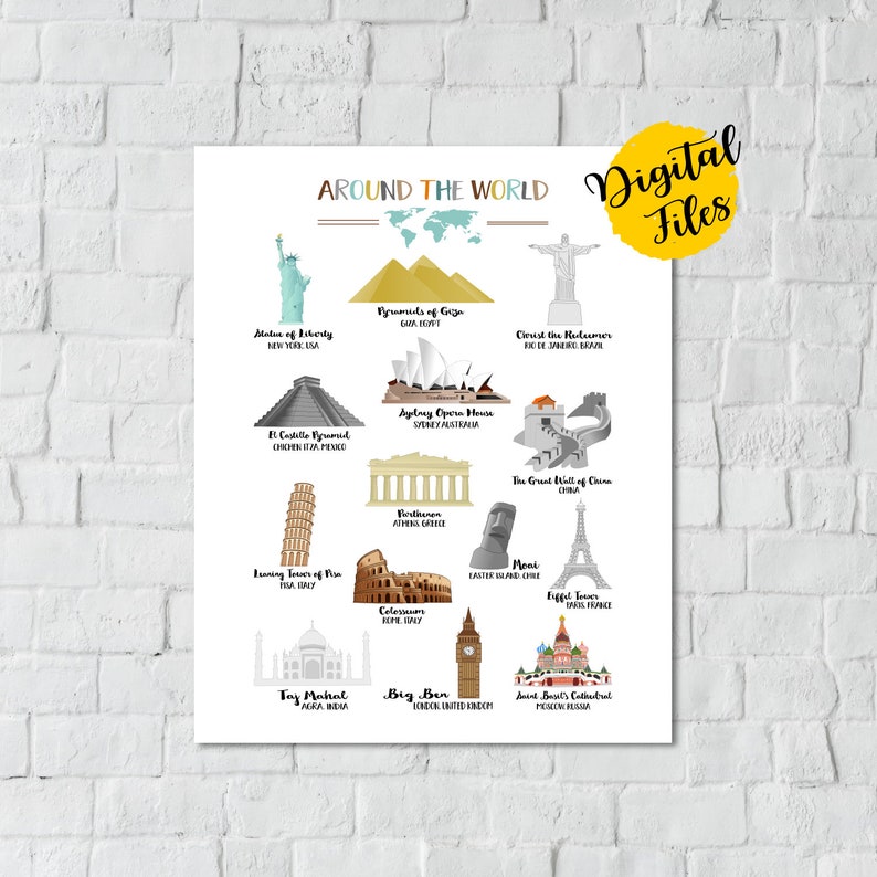 Printable World Landmarks Poster-monuments of the World | Etsy