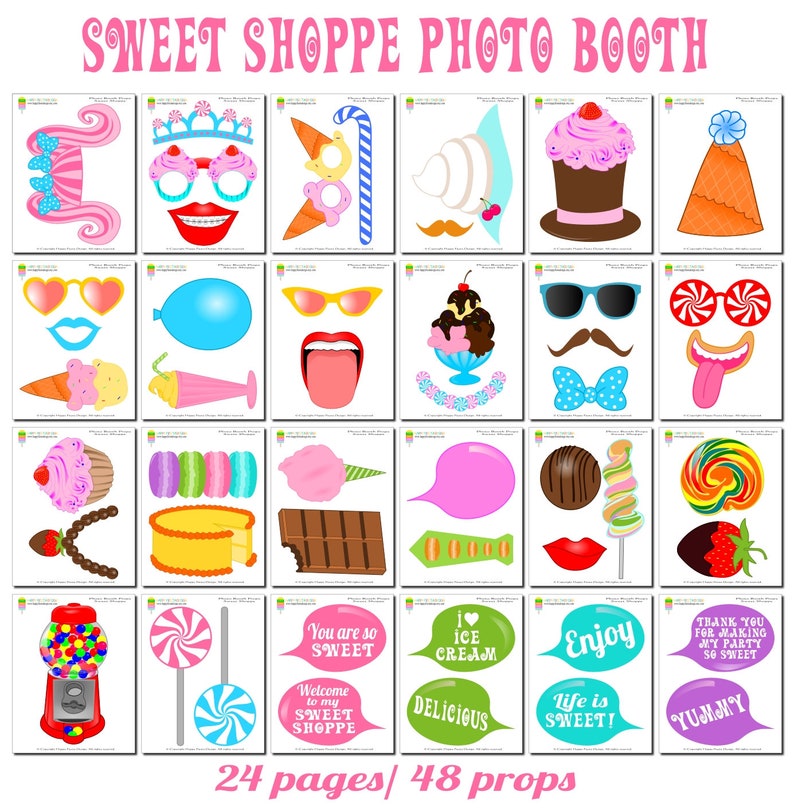 PRINTABLE Sweet Shoppe Photo Booth Props-sweet Shoppe - Etsy