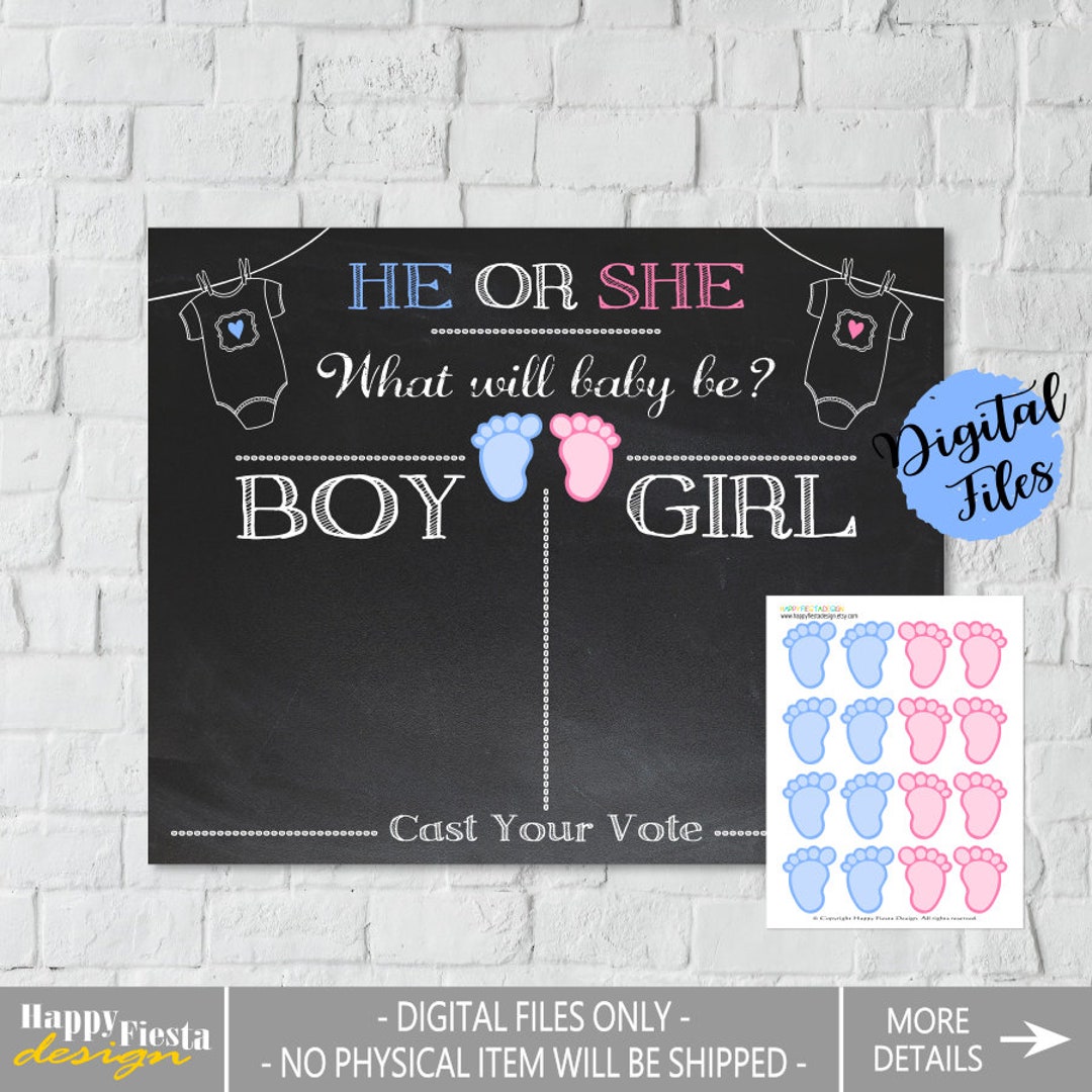 PRINTABLE Baby Gender Voting Chalkboard-baby Shower Game-baby Gender ...