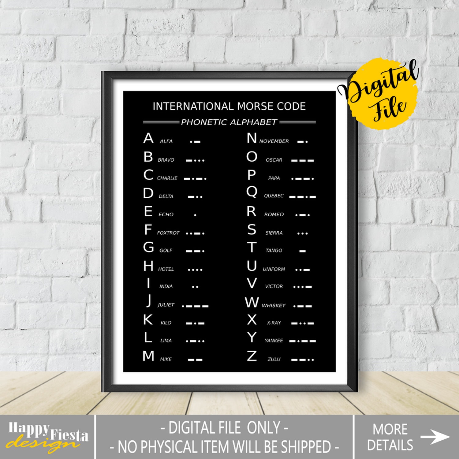 International Morse Code Alphabet Sign-phonetic Alphabet - Etsy Canada