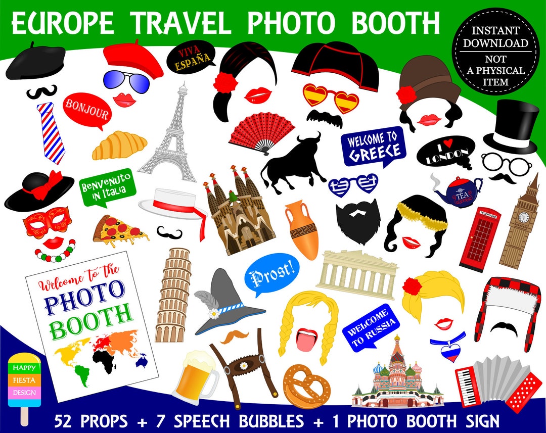 PRINTABLE Europe Photo Booth Props–europe Travel Photo Props-travel ...