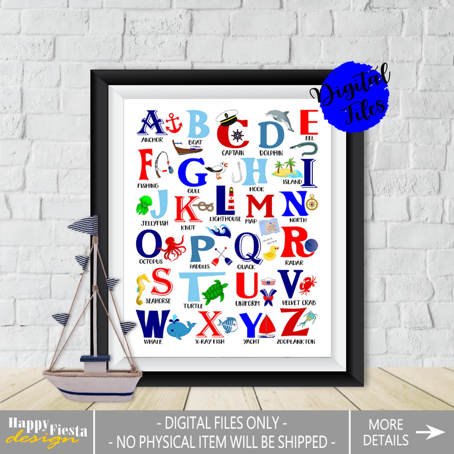 Nautical Alphabet Poster-PRINTABLE Alphabet-Nautical ABC | Etsy